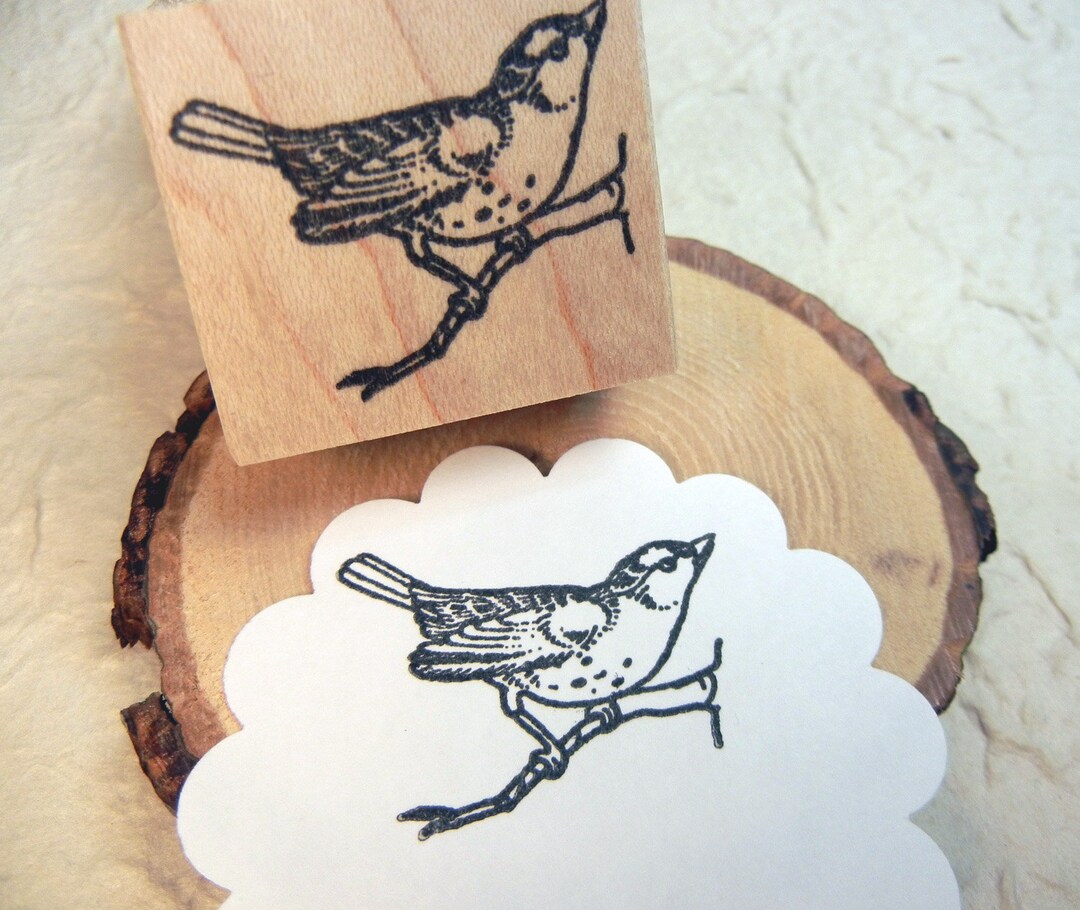 Little Perched Bird Rubber Stamp, Small Sparrow Stamp, Gift for Bird ...