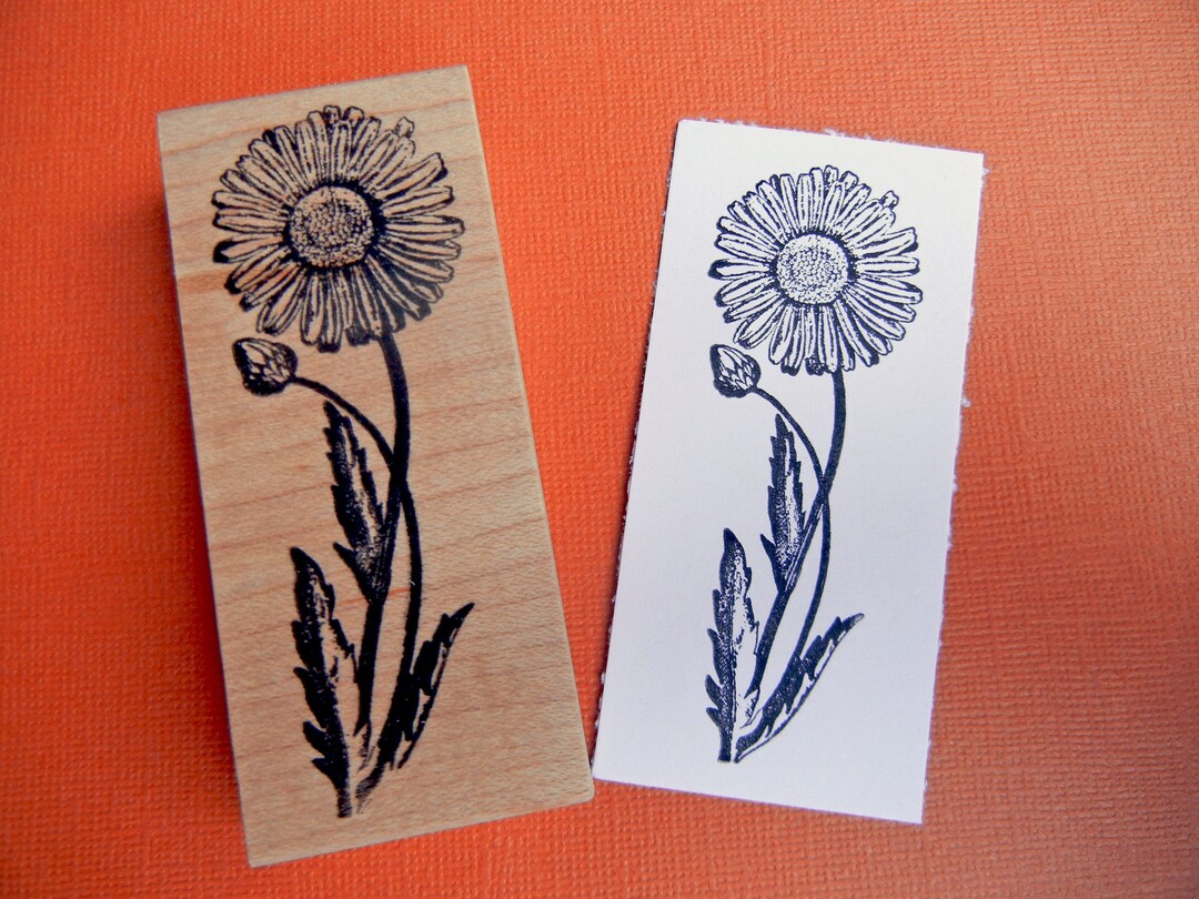 Daisy Rubber Stamp, Flower Stamp, Aster Wildflower Stamp - Handmade by ...