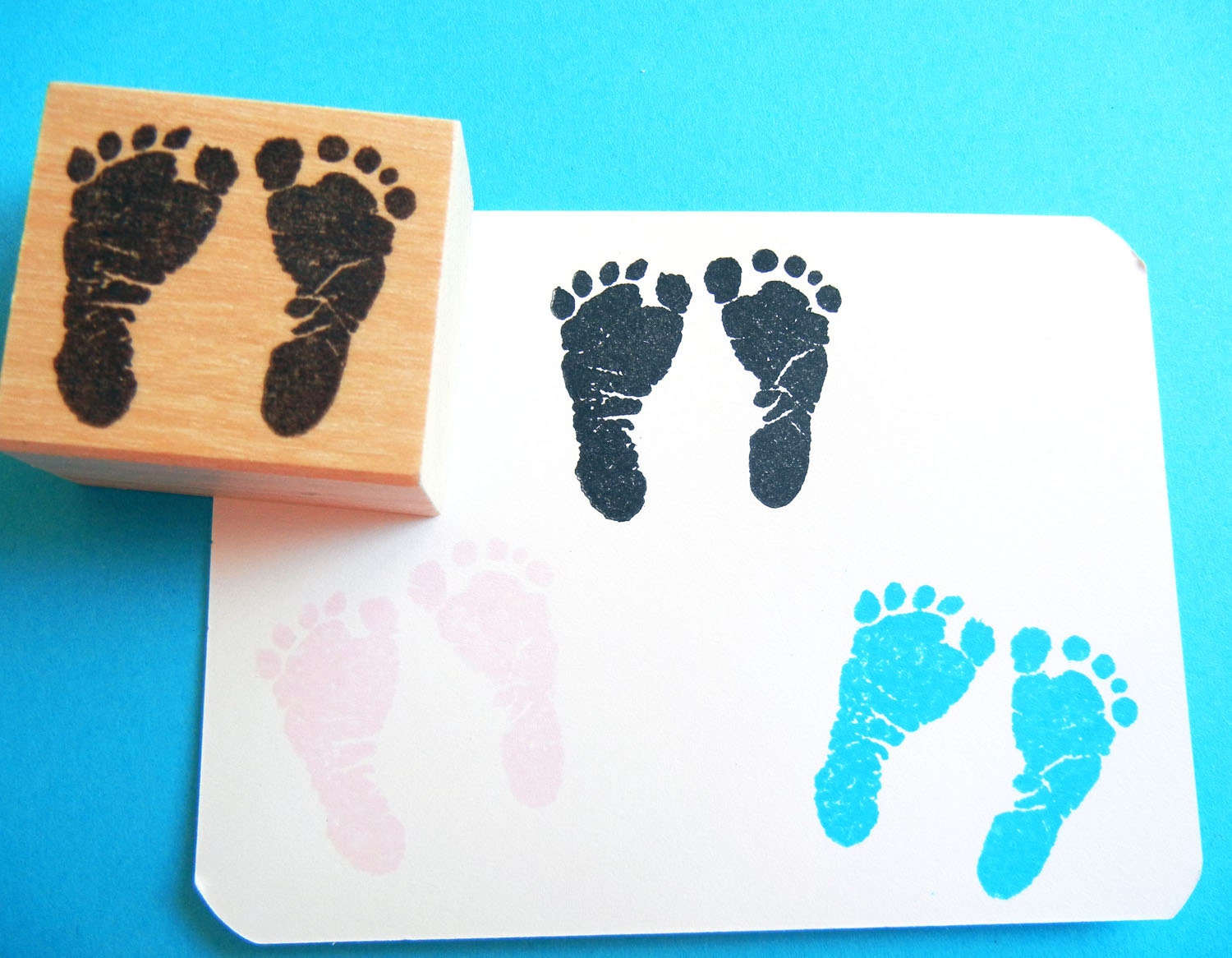 Baby Footprint Rubber Stamp Birth Announcement Stamp Baby - Etsy