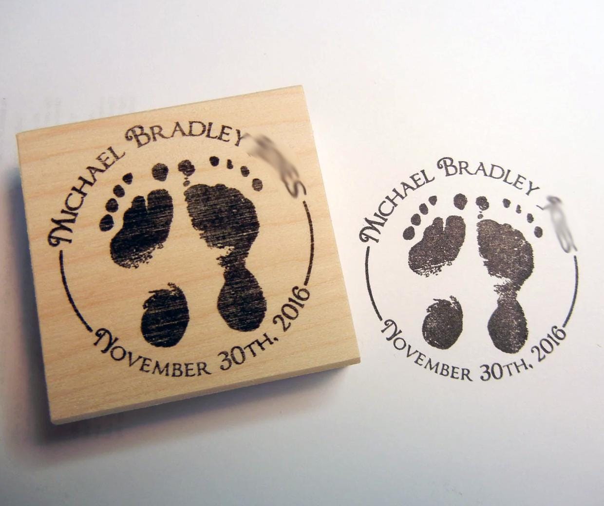 Custom Baby Footprint or Handprint Rubber Stamp, Custom Birth ...
