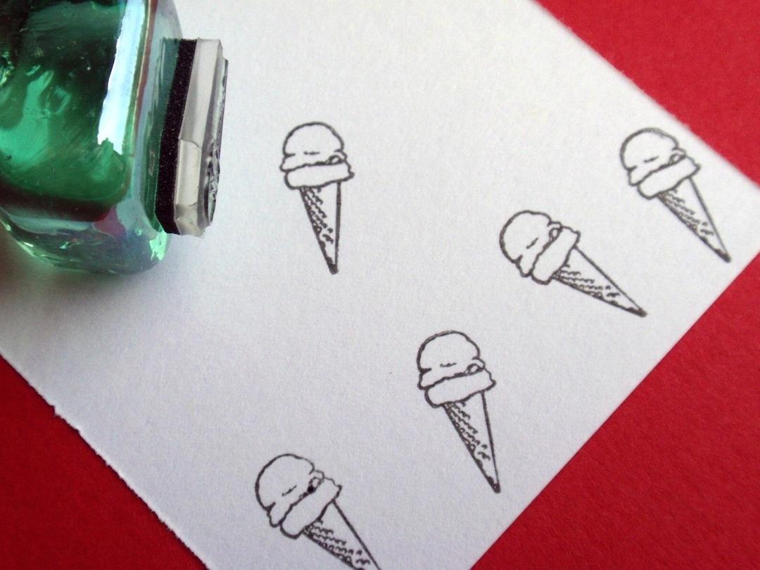 Tiny Ice Cream Cone Rubber Stamp 16mm, Summer Dessert Stamp Handmade by ...