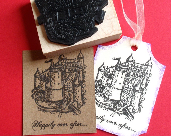 Castle Rubber Stamp, Medieval Castle With Turrets Stamp, Fairytale ...