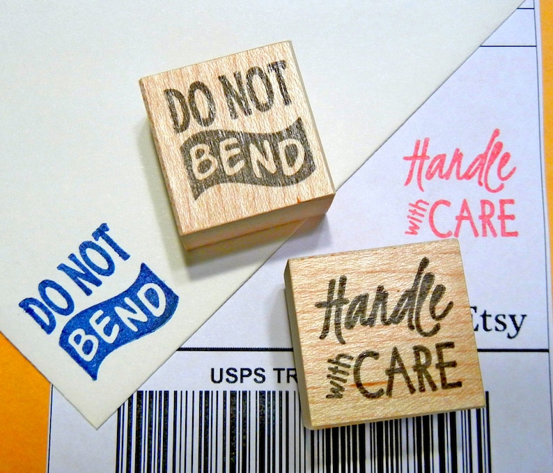 Do Not Bend Rubber Stamp, Handle With Care Shipping Rubber Stamp ...