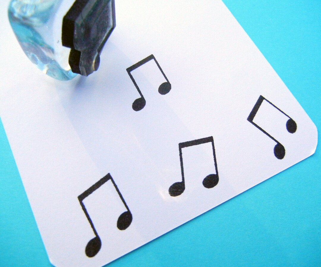 Small Musical Note Rubber Stamp, Mini Beam Note Stamp, Tiny Music Class ...