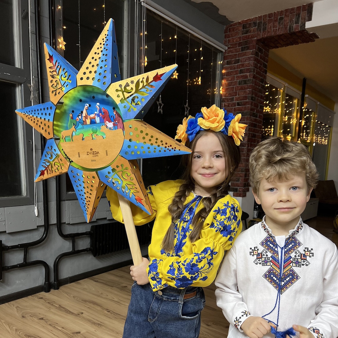 Traditional Wood Christmas Star From Ukraine With Illumination for ...
