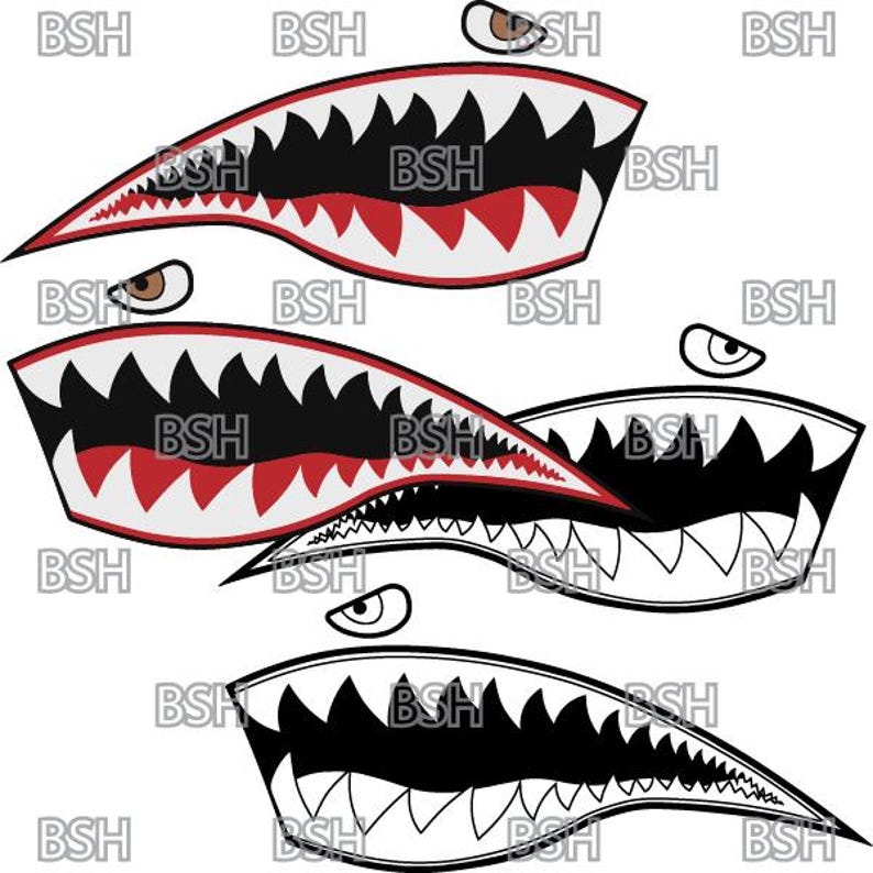 US Flying Tigers Shark Teeth Vector Image Files (.ai, .pdf, & .svg ...