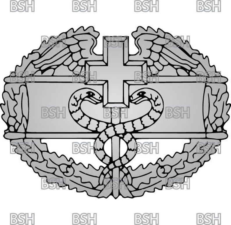 Army Combat Medical Badge Vector Image Files (.ai, .pdf, & .svg Formats) Plus Rasters (.png and ...