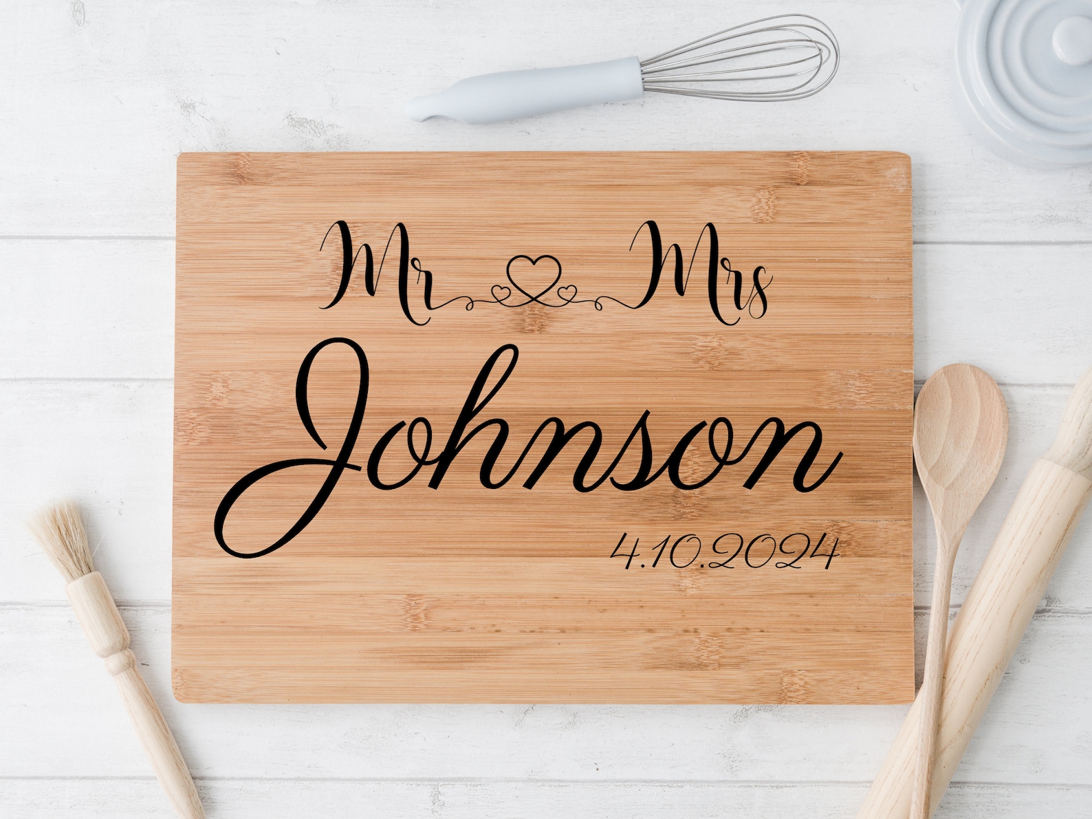 Personalized Mr and Mrs Wood Cutting Board, Custom Engraved Wood, Maple ...