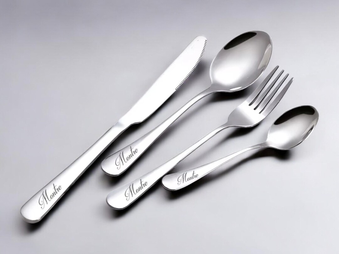 Personalized Stainless Steel Cutlery Set, Customizable Fork, Knife ...