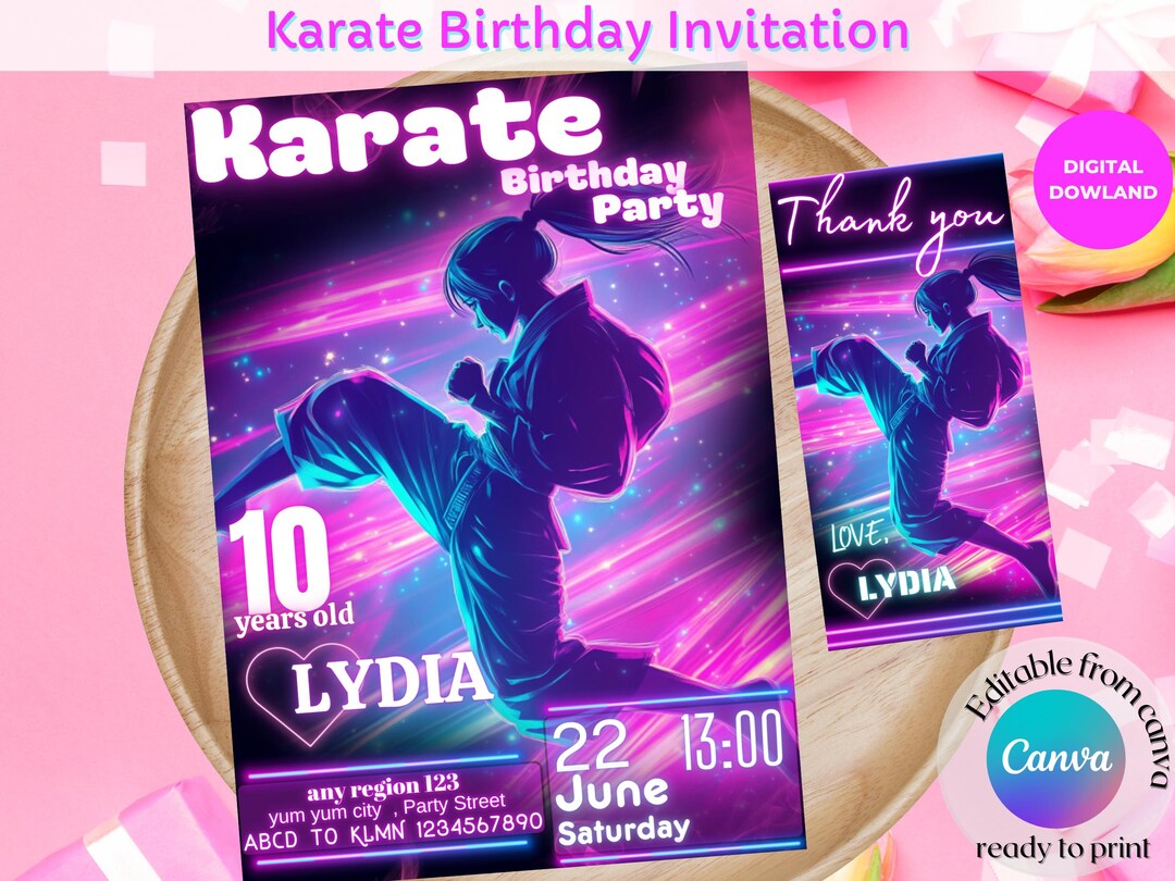Editable Karate Birthday Invitation Template,editable Martial Arts ...