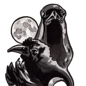 Maiden Mother Crone Moon Art Crows - Crow Art With Moon - Print of Full ...