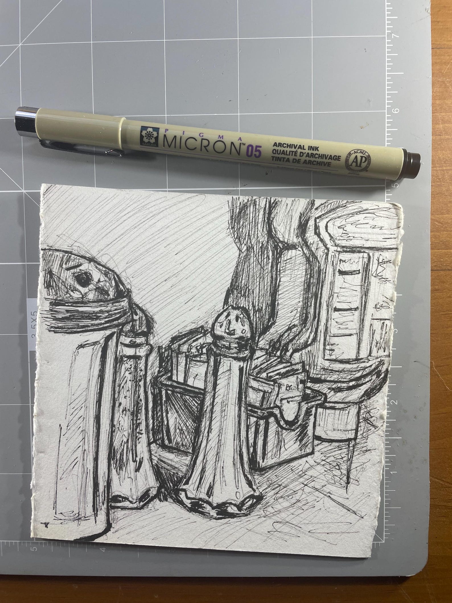 Original Micron Pen Drawing of a New Jersey Diner Table on Cotton Paper ...