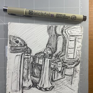 Original Micron Pen Drawing of a New Jersey Diner Table on Cotton Paper ...