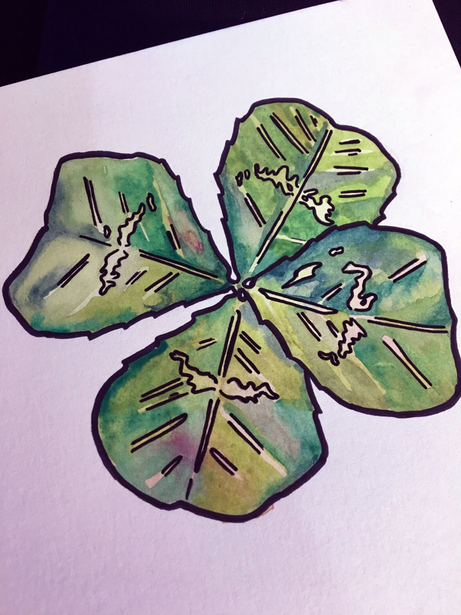 Four Leaf Clover Painting Shamrock Art Good Luck Charm - Etsy
