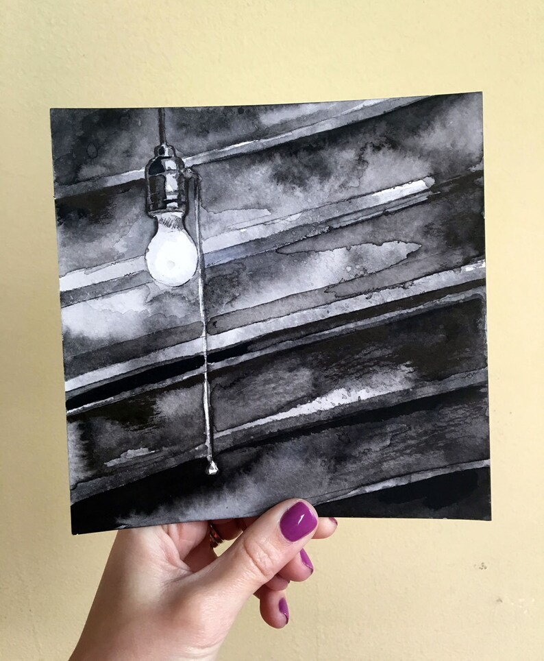 Ink Drawing of Light Bulb - Horror Story Art by Jen Tracy - No Sleep ...