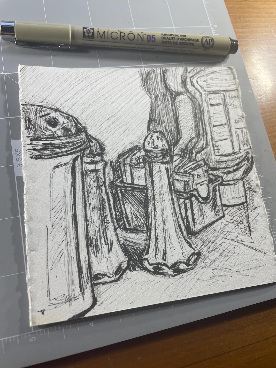 Original Micron Pen Drawing of a New Jersey Diner Table on Cotton Paper ...