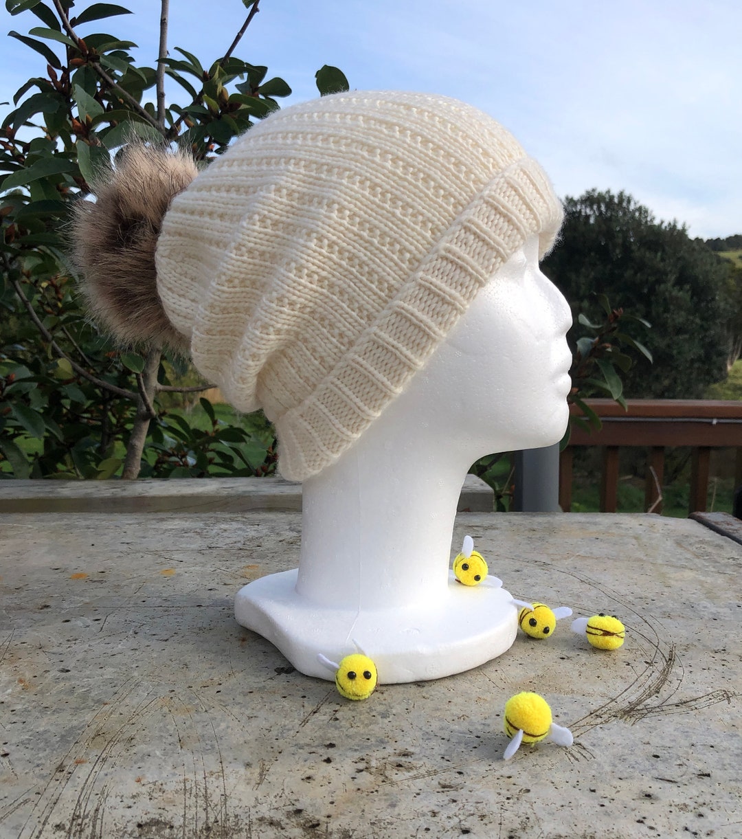 Merino Slouch Hat in Mock Rib Pattern Stitch - Etsy