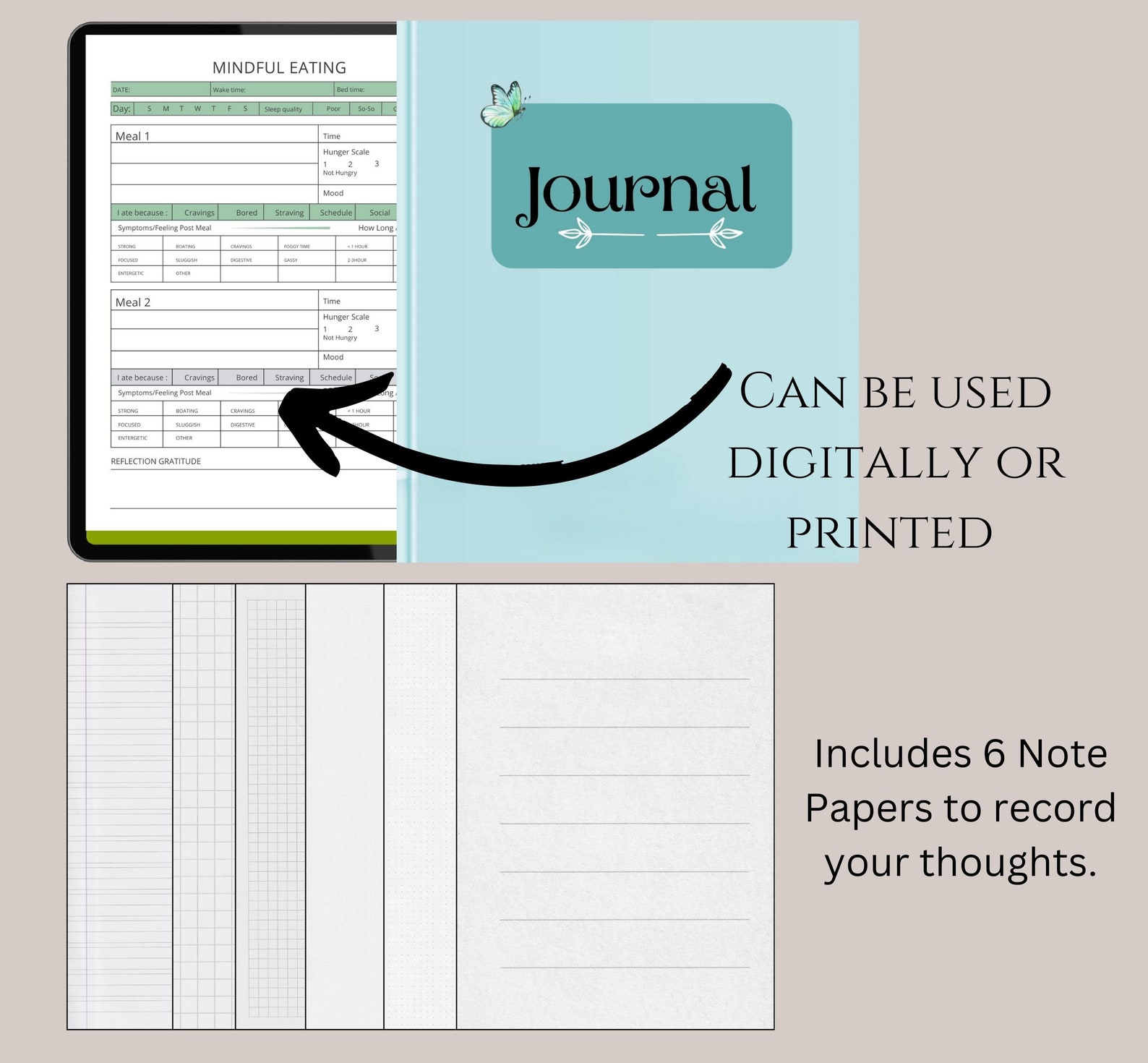 Editable Food Journal Printable, Digital Food Diary, Daily Food Journal ...