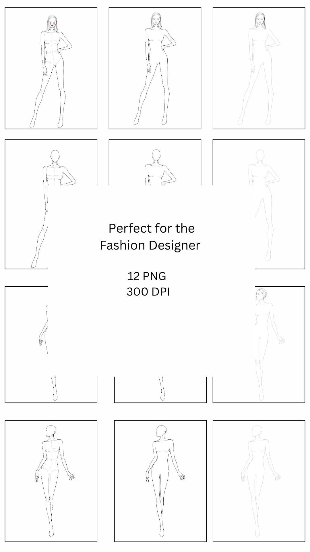Fashion Croquis Template Figure Set, Figure Poses, Fashion Figure ...