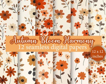 Autumn Hues - 12 Seamless Digital Paper Pack, Watercolour Autumn Tones ...
