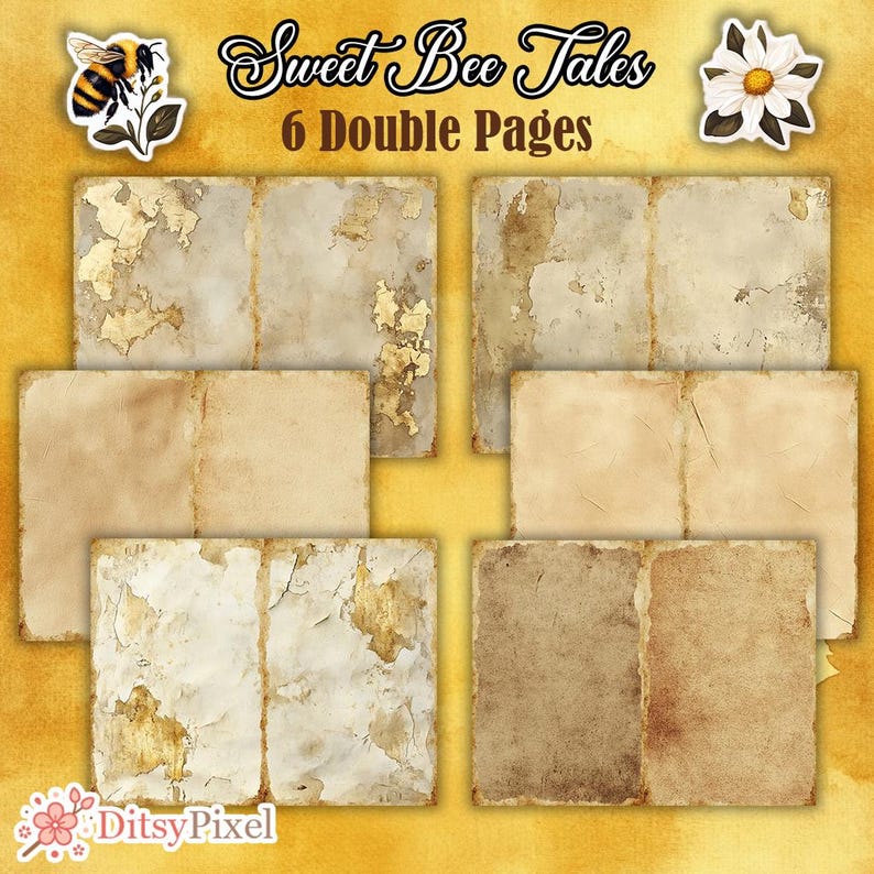 Sweet Bee Tales - Printable Bees Junk Journal Kit, Ephemera, Yellow ...
