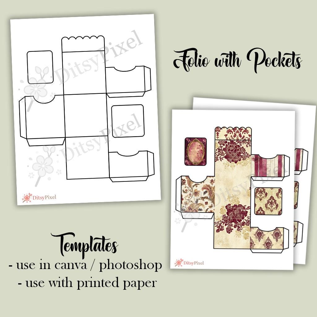 Junk Journal Folio Templates | Folio + Pockets Templates | Craft ...