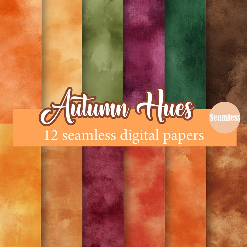 Autumn Hues - 12 Seamless Digital Paper Pack, Watercolour Autumn Tones ...
