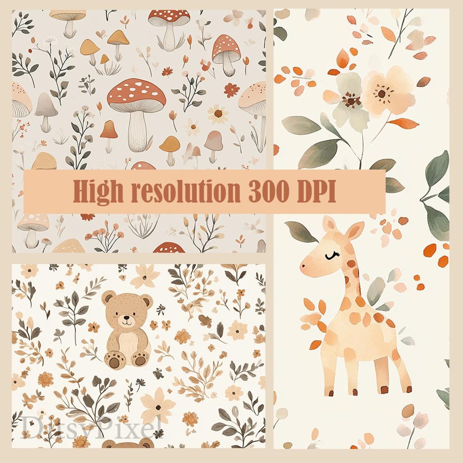 Boho Baby Dreams V2 - 24 Seamless Digital Paper Pack, Watercolour ...