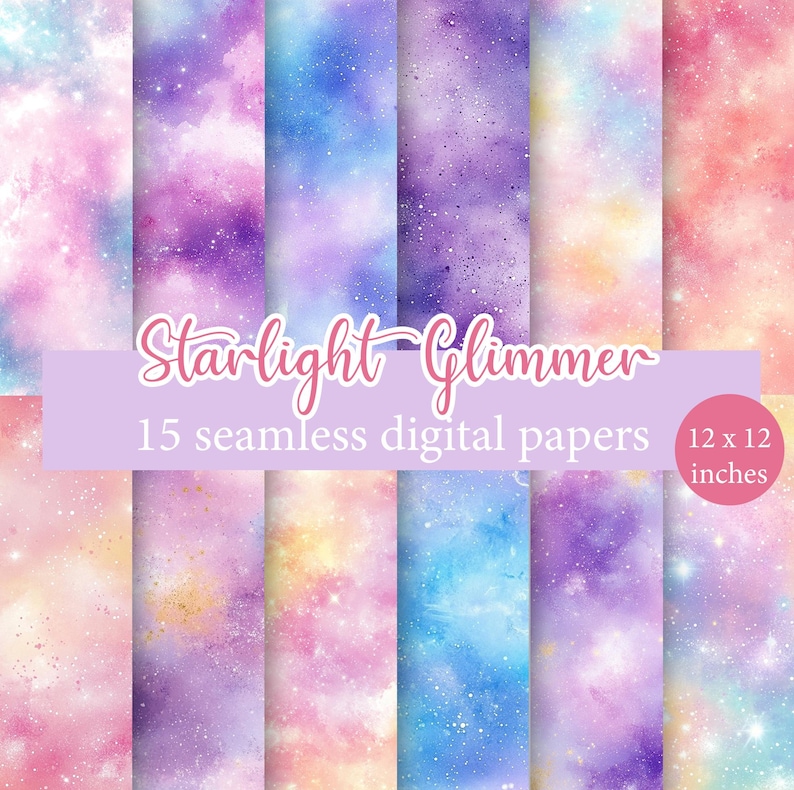 Starlight Glimmer - 15 Seamless Digital Paper Pack, Galaxy Pastel Tones ...