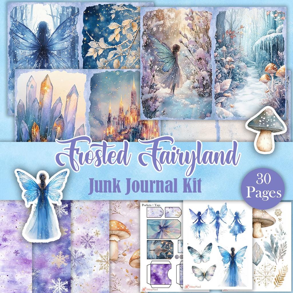 Frosted Fairyland - Printable Winter Fairy Junk Journal Kit, Snow Fairy ...