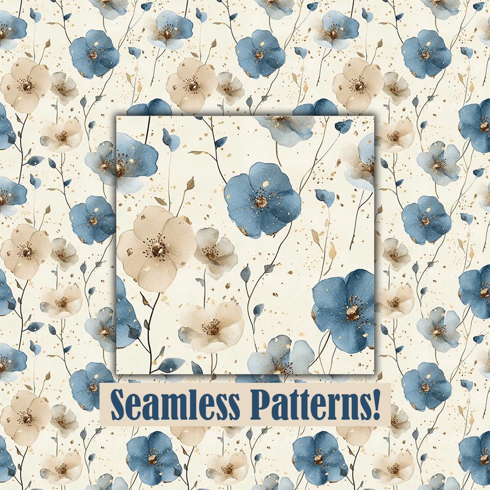 Azure Bliss - A Seamless Digital Paper Pack, 12 Repeating Patterns in ...