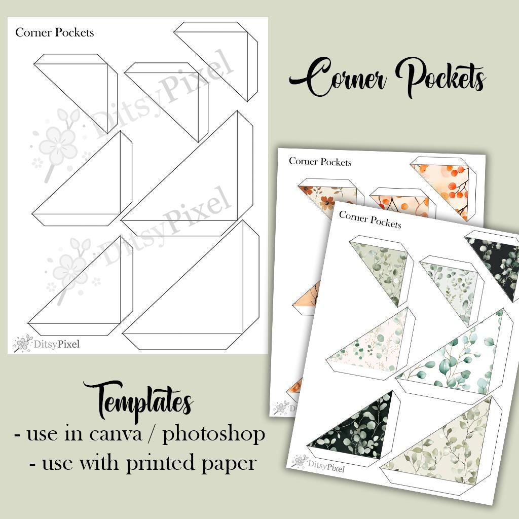 Junk Journal Corner Pocket Templates | Pockets Template | Craft ...