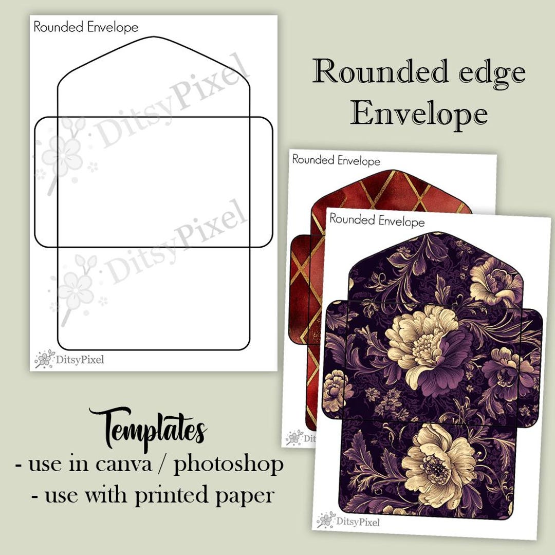 Rounded Edge Envelope Template | Junk Journal Folio | Blank Templates ...