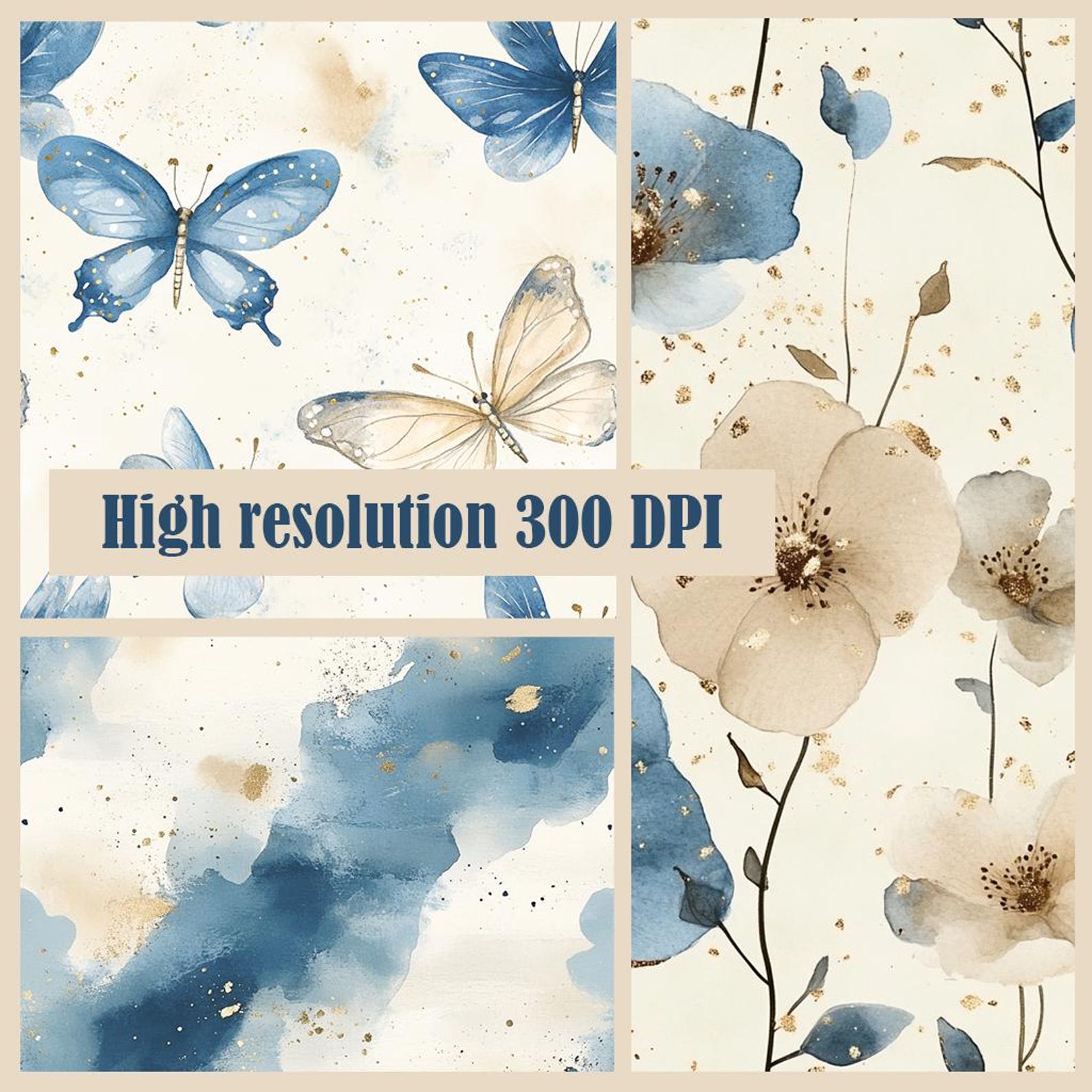 Azure Bliss - A Seamless Digital Paper Pack, 12 Repeating Patterns in ...