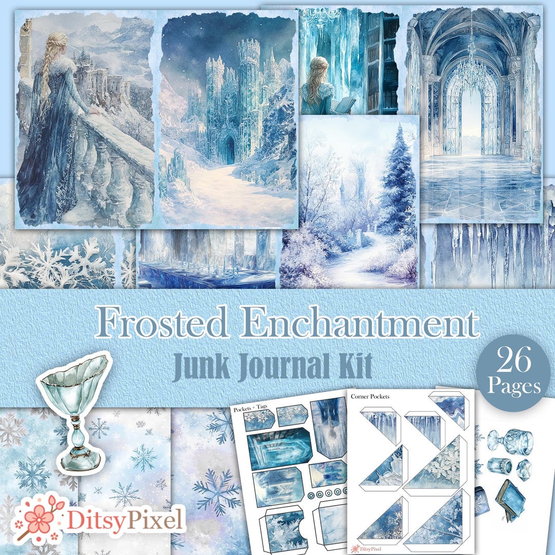 Frosted Enchantment - Printable Ice Palace Junk Journal Kit, Ephemera ...