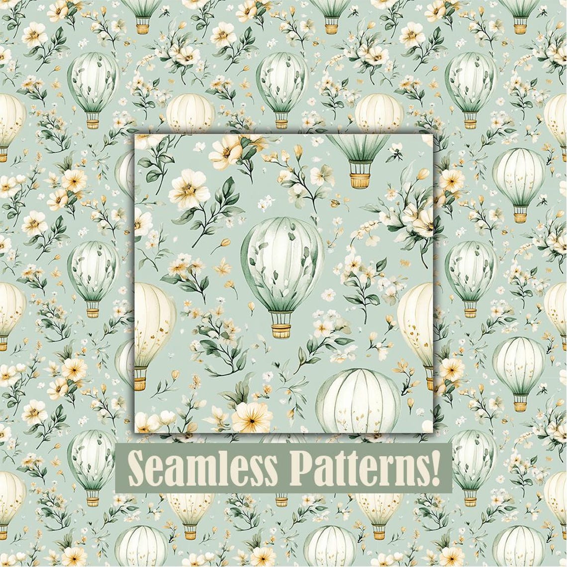 Dreamy Baby Garden - 12 Seamless Digital Paper Pack, Watercolour Sage ...