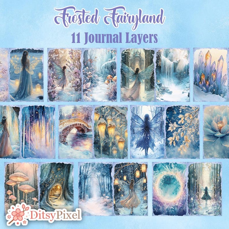 Frosted Fairyland - Printable Winter Fairy Junk Journal Kit, Snow Fairy ...