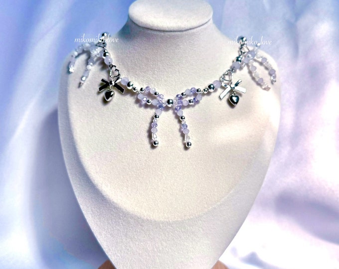 Pastel Pink and Purple Star Beaded Necklace Soft Aesthetic, Star and ...