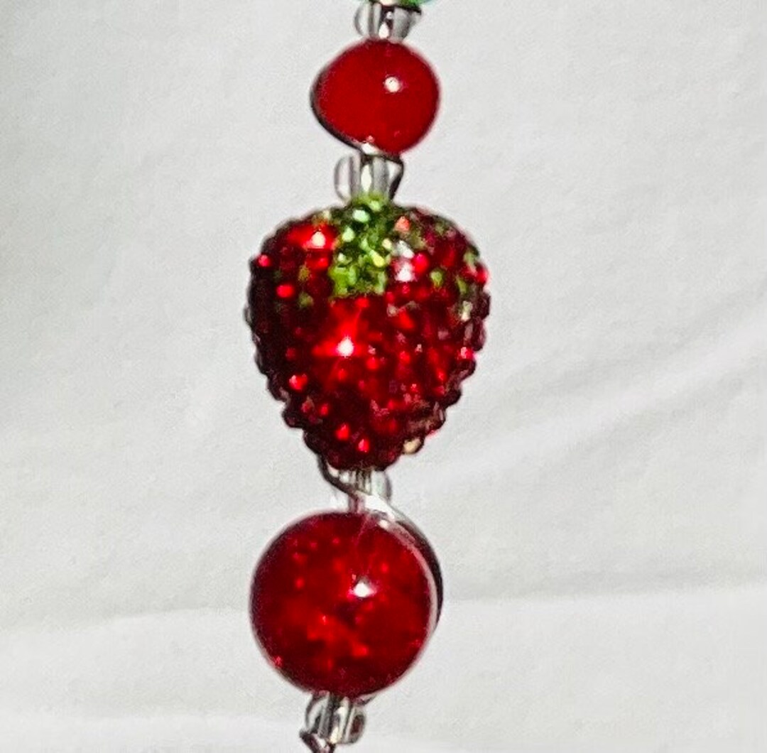 Crystal Strawberry Sun Catcher Handmade Gift Home Decor Beaded Indoor ...