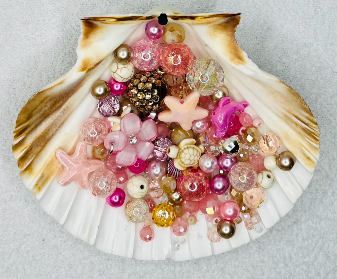 Shades of Pink and Beige Beachy Bead Soup Mix | Starfish, Dolphin ...