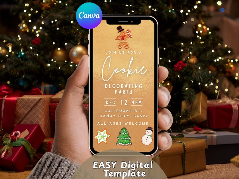 Christmas Cookie Decorating Party Invitation: Editable Canva Template ...