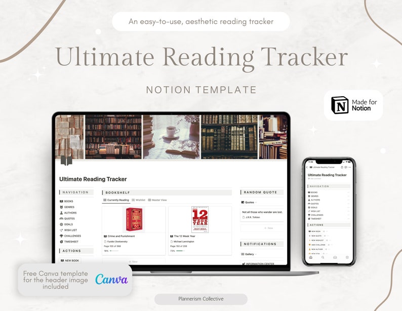 Reading Tracker Notion Template, Book Tracker, Reading Tracker, Notion ...