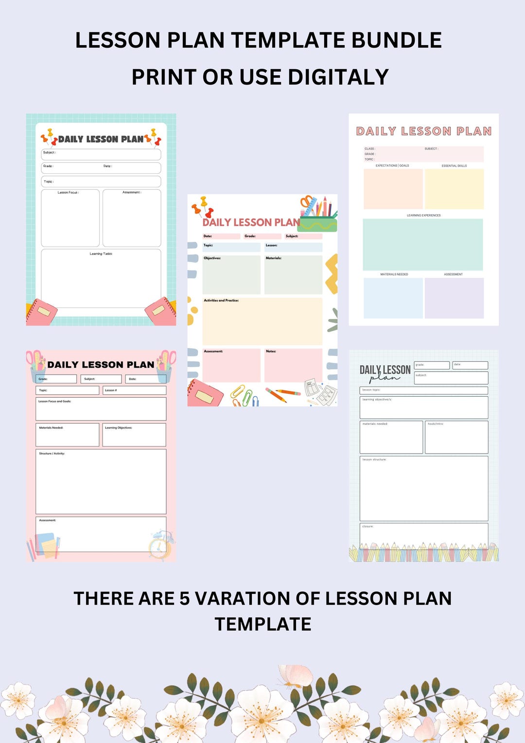 Printable Editable Lesson Plan Digital Download - Etsy