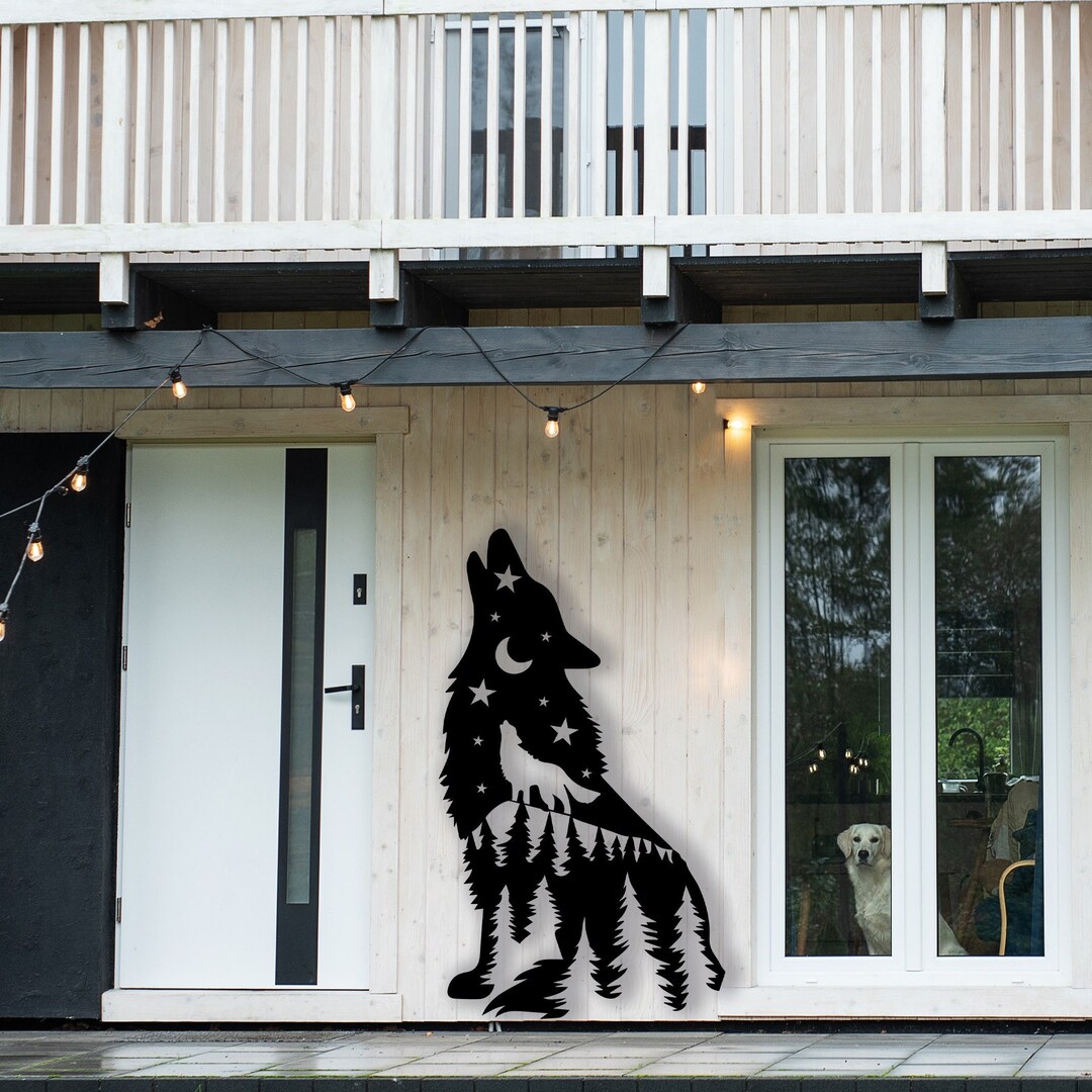 Hand Made Metal Howling Wolf Sign, Metal Wall Art, Animal Lover Decor ...