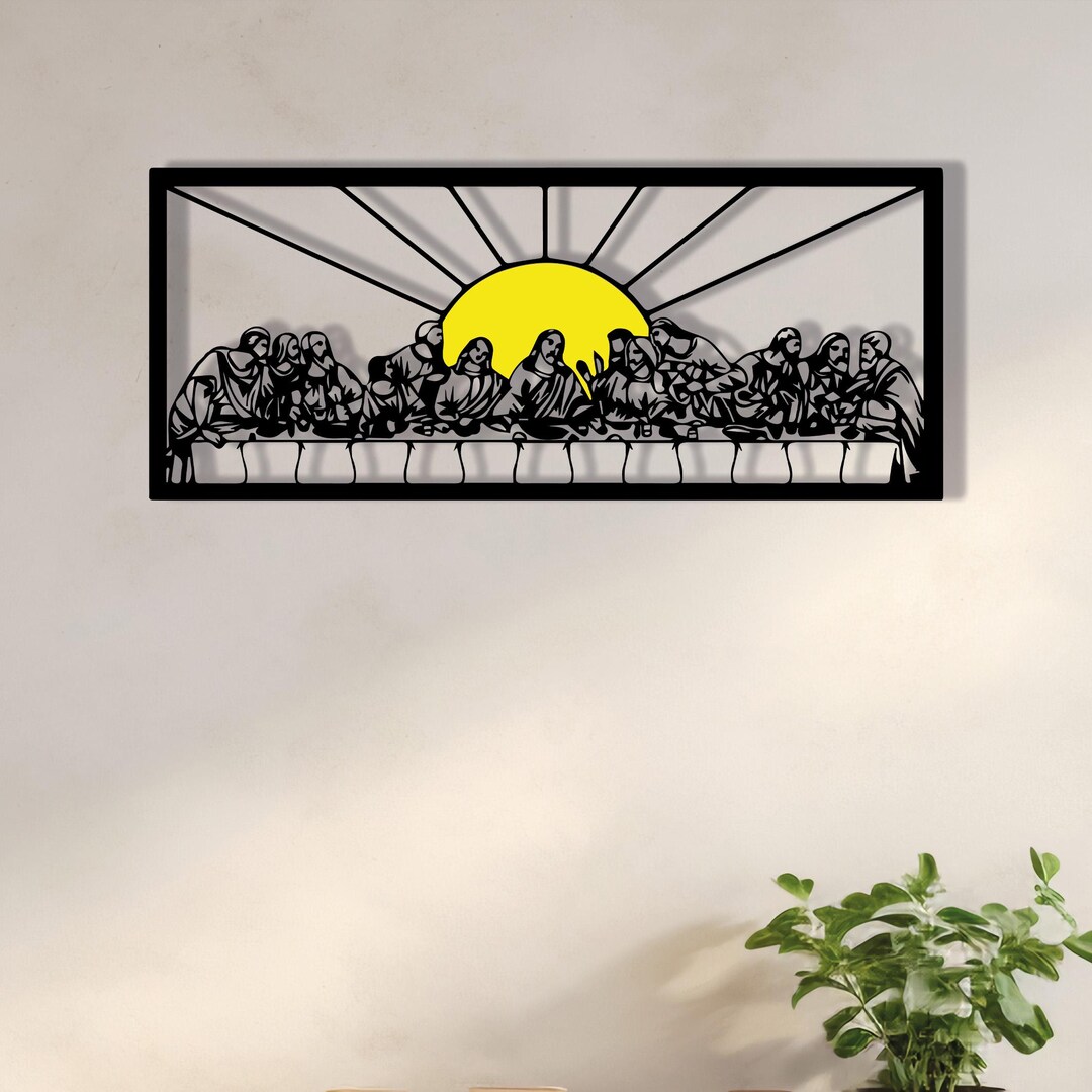 Colored the Last Supper Line Metal Wall Art Religious Decor Line Metal ...