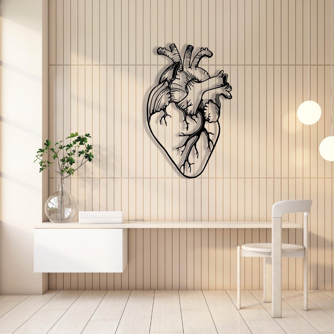 Metal Heart Wall Art, Metal Wall Art, Heart Anatomy Wall Art Decor ...