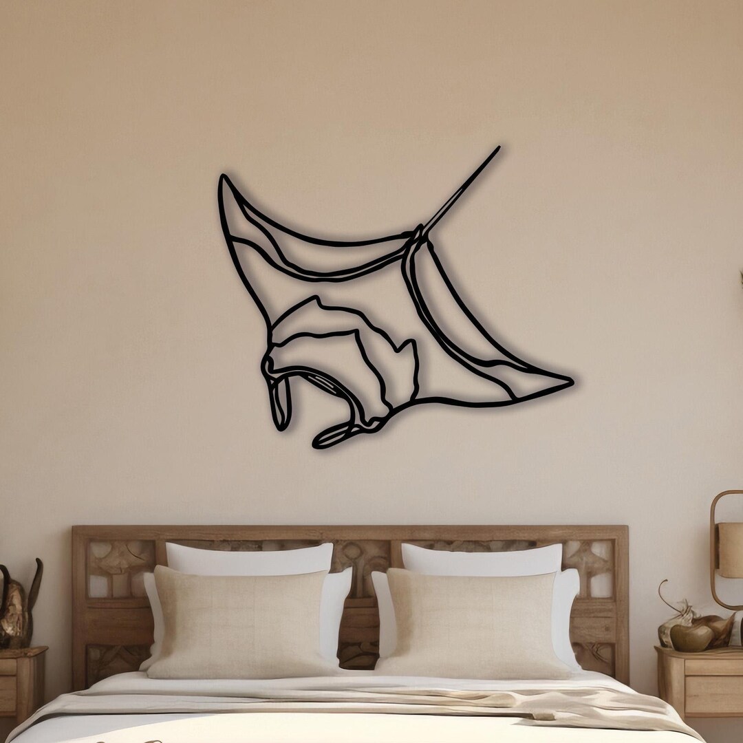 Metal Line Stingray Manta Ray Wall Art, Metal Wall Art, Sea Animal ...