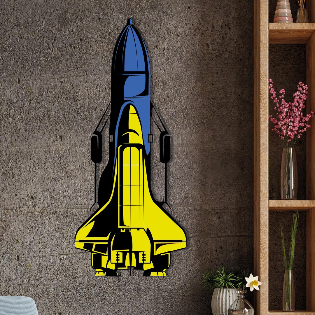 Colorful Metal Space Shuttle Wall Art, Metal Wall Art, Apollo 13 Wall ...