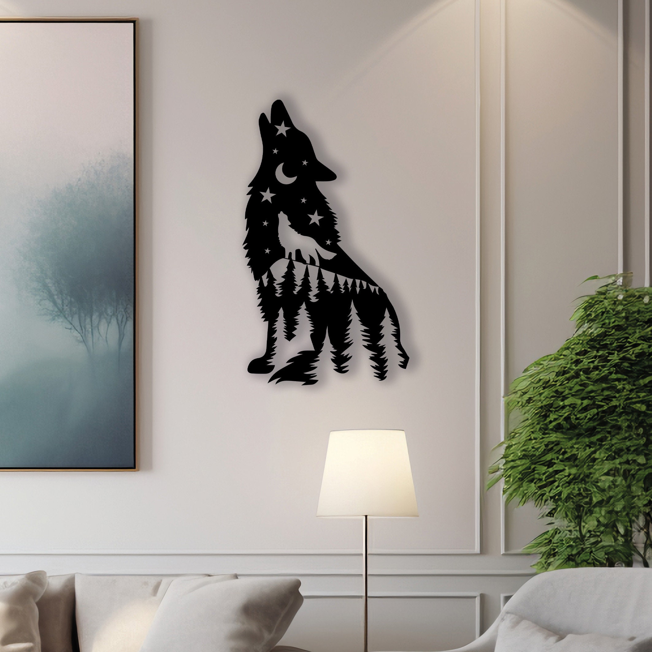 Hand Made Metal Howling Wolf Sign, Metal Wall Art, Animal Lover Decor ...