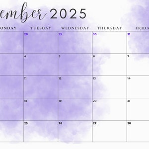 2025 Watercolor Minimalist Calendar - Etsy